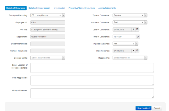 Incident – EasyHR Knowledge base