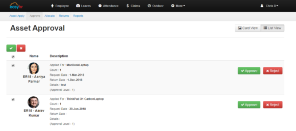 Asset – Approve – EasyHR Knowledge base