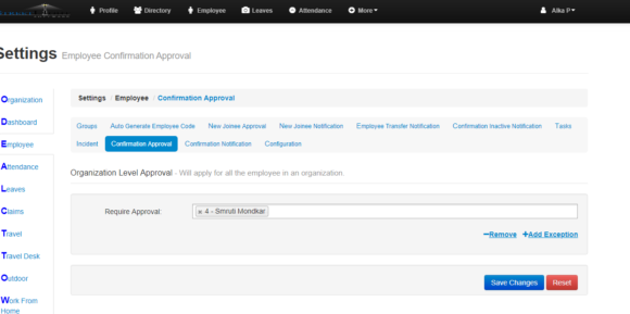 Settings /Employee /Confirmation Approval – EasyHR Knowledge base