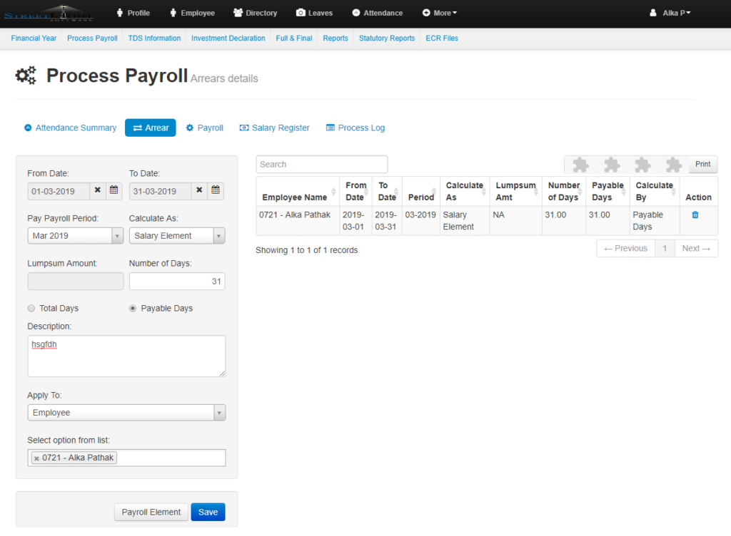 Process Payroll – Arrear – EasyHR Knowledge base