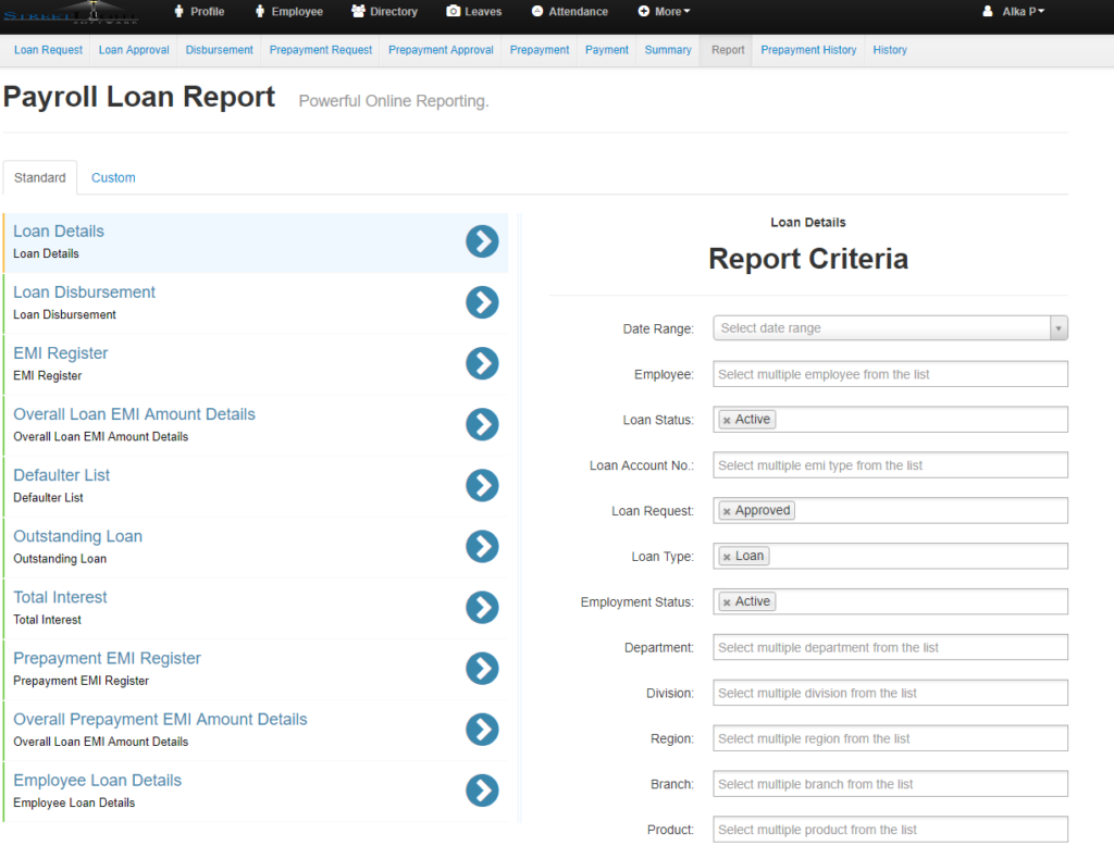 Loan – Payroll Loan Report – EasyHR Knowledge base