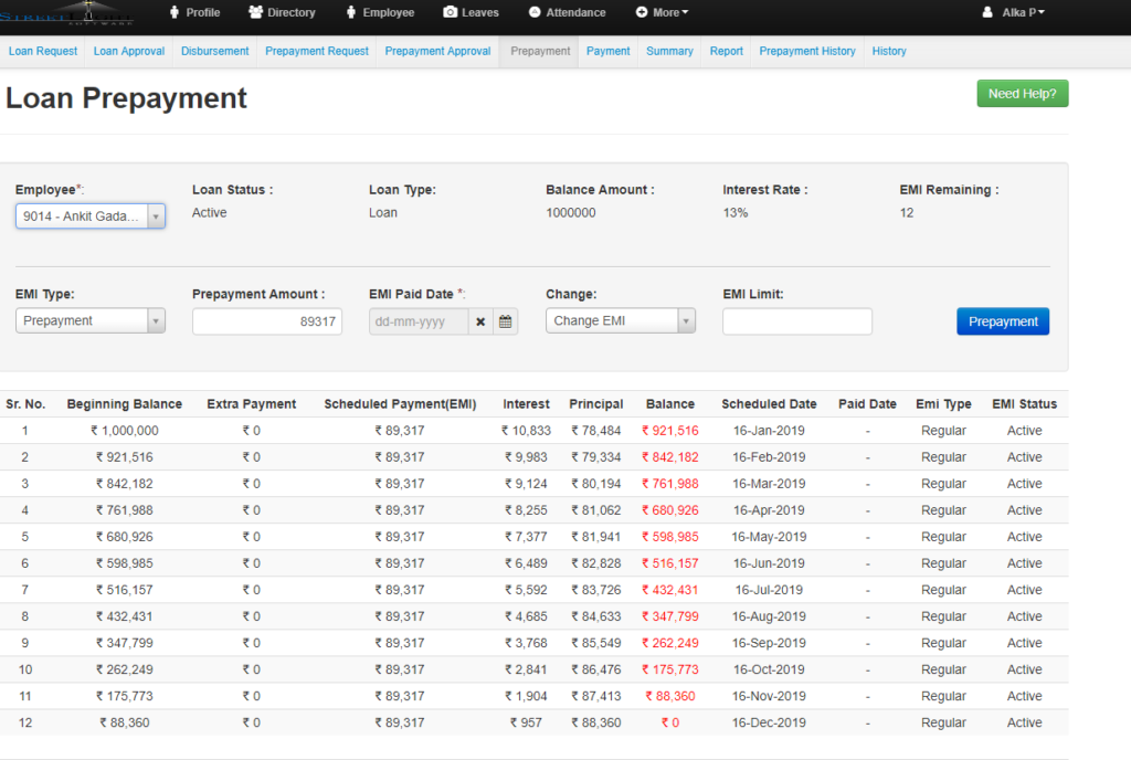 Loan – Prepayment – EasyHR Knowledge base