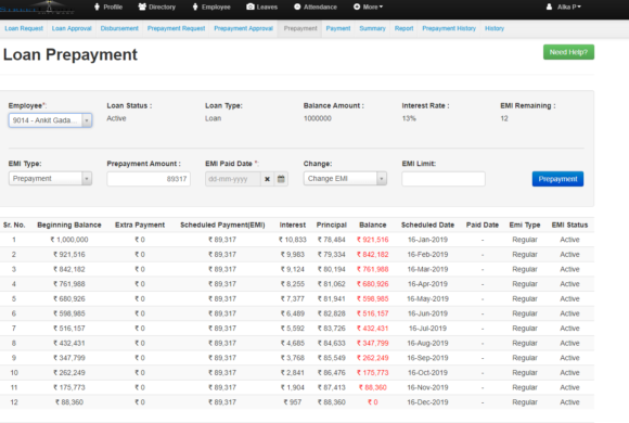 Loan – Prepayment – EasyHR Knowledge base