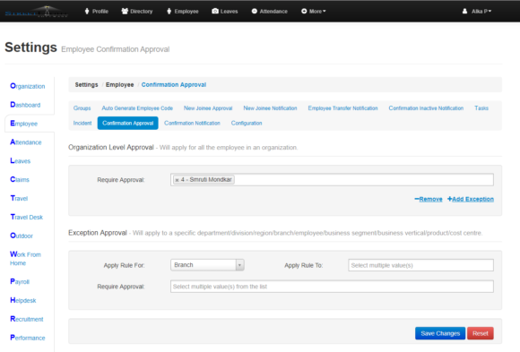 Settings /Employee /Confirmation Approval – EasyHR Knowledge base