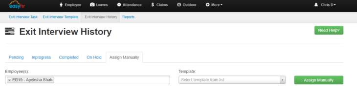 Exit Interview – Exit Interview History – EasyHR Knowledge base