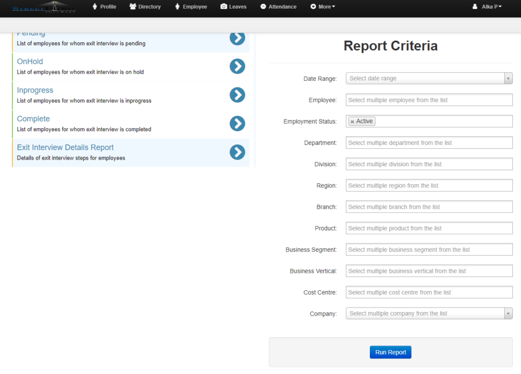 Exit Interview – Report – EasyHR Knowledge base