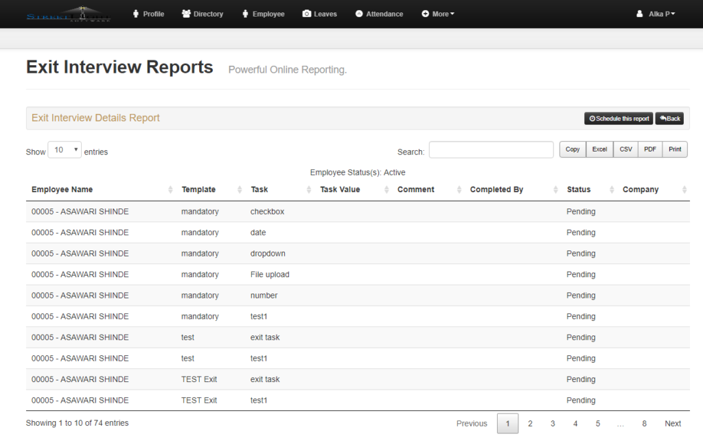 Exit Interview – Report – EasyHR Knowledge base