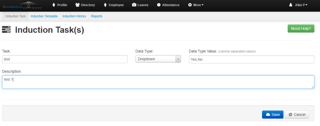 Induction – Induction Task – EasyHR Knowledge base