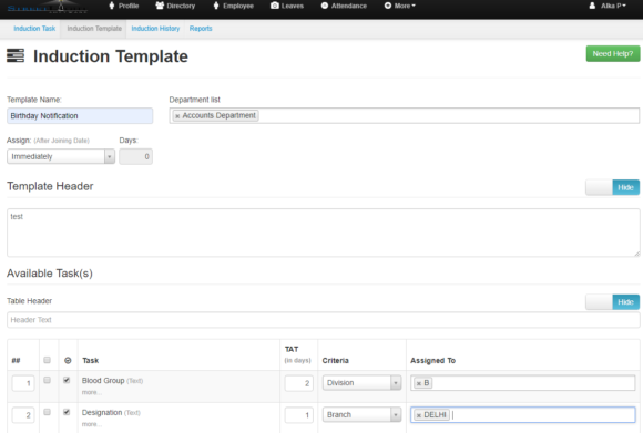 Induction – Induction Template – EasyHR Knowledge base