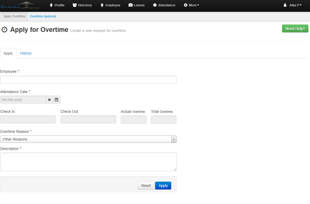 Overtime – Apply Overtime – EasyHR Knowledge base