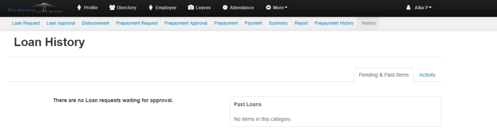 Loan – History – EasyHR Knowledge base