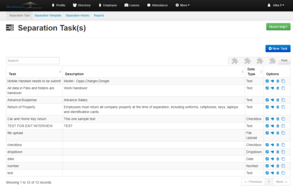 Separation – Task – EasyHR Knowledge base