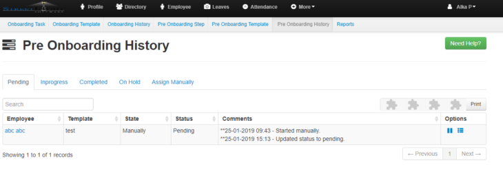 On Boarding – Pre OnBoarding History – EasyHR Knowledge base