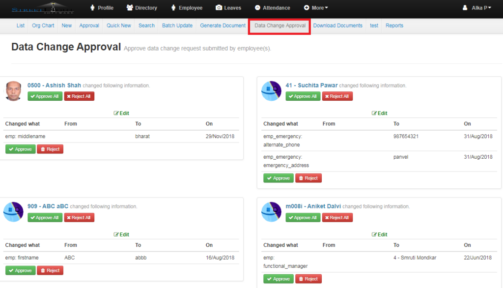 Employee – Data Change Approval – EasyHR Knowledge base