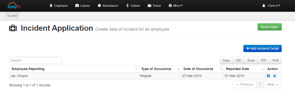 Incident – EasyHR Knowledge base