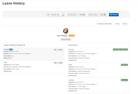 Leaves – History – EasyHR Knowledge base