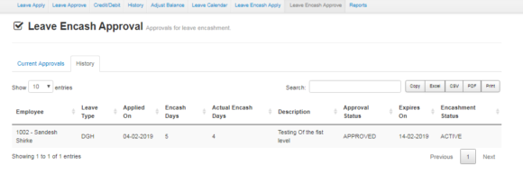 Leaves – Encash Approve – EasyHR Knowledge base