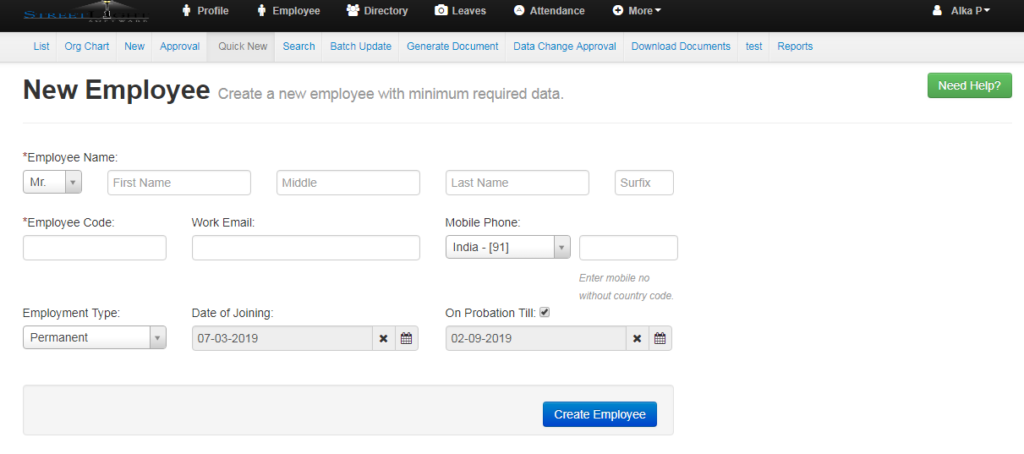 Employee – Quick New – EasyHR Knowledge base