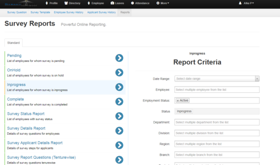 Survey – Reports – EasyHR Knowledge base