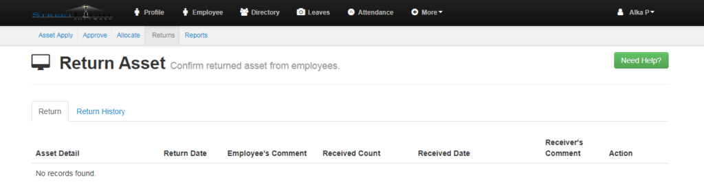 Asset – Return – EasyHR Knowledge base