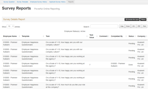 Survey – Reports – EasyHR Knowledge base