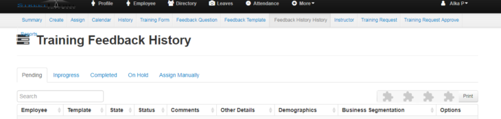 Training – Feedback History – EasyHR Knowledge base