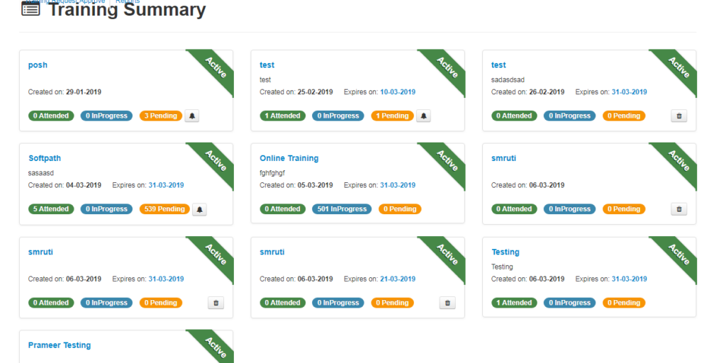 Training – Summary – EasyHR Knowledge base