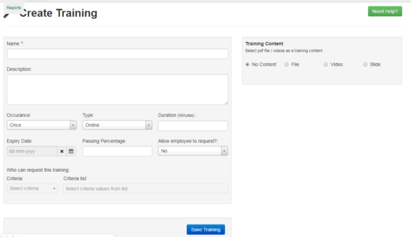 Training – Create – EasyHR Knowledge base